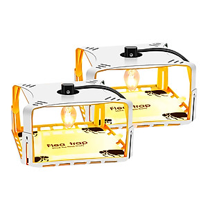 Electric Flea Traps for Inside Your Home (2 Packs), Retractable Flea Light Trap w/Sticky Flea Trap Refill & Replacement Bulbs, Ultimate Flea Fighting Solution.