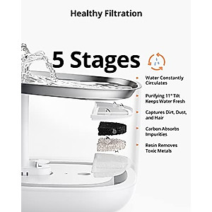 eufy Pet Water Fountain, SafeSip Pump Cat Water Fountain for Small Dogs and Cats, Dishwasher Safe Stainless Steel Cat Water Fountain, 3L Capacity, BPA-Free, Ultra-Quite, Easy to Clean