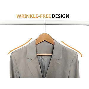 Amber Home 20 Pack 15" Natural Wooden Clothes Hangers for Woman, Teenager Clothing Hangers for Shirt Jacket, Solid Wood Dress Coat Hangers with Non Slip Pants Bar (Natural, 20)