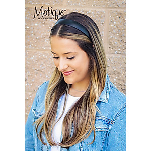 Motique Accessories 1 Inch Vegan Leather Headband for Women and Girls (Black)