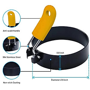 GUAGLL 4Pcs Omelette Model Egg Ring Iron Spray Non-stick Round Omelette Model with Silicone Brush