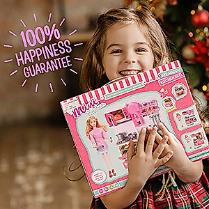 Doll Size Pink Gourmet Kitchen Cooking Toy Play Set | Play House & Accessories with Doll | Girls Pretend Play Furniture Appliances with Lights & Sound