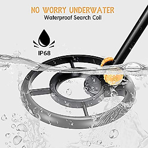 RM RICOMAX Metal Detector for Kids - 7.4 Inch Waterproof Kid Metal Detectors Gold Detector Lightweight Search Coil (24"-35") Adjustable Metal Detector for Junior & Youth with High Accuracy - Yellow