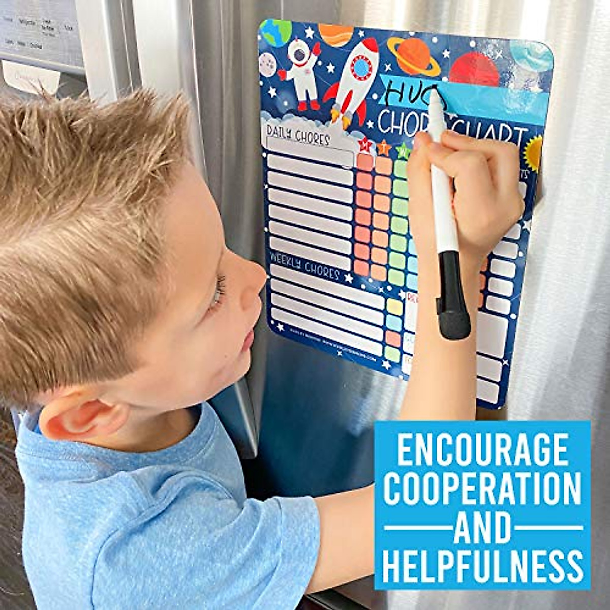 Outer Space Kids Chore Chart - Reward & Responsibility Magnet Board