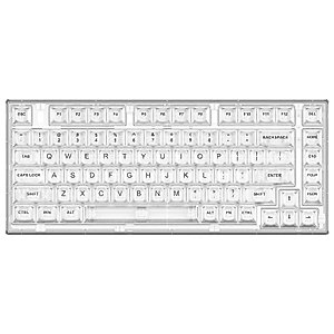 YUNZII X75 82 Key Hot Swappable Mechanical Keyboard with Transparent Keycaps, Gasket Mount 75 Keyboard, RGB Backlit Custom Gaming Keyboard for Windows/Mac (Crystal White Switch, Wired -White)