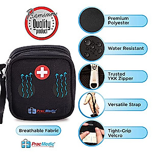 PracMedic Bags Insulated Medical Pouch and Medication Travel Organizer- Lightweight, Compact- holds Auvi Q, Anti-Histamine tablets, Nasal Spray, Eye Drops, Small Meds (Black)