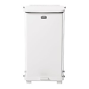 Rubbermaid Commercial Products Defenders Step-On Trash Can with Plastic Liner, 6.5-Gallon, White, Good with Infectious Waste in Doctors Office/Hospital/Medical/Healthcare Facilities