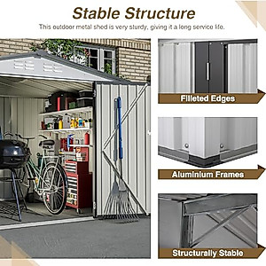 Goohome 6x8ft Metal Outdoor Storage Shed, Large Heavy Duty Tool Sheds with Lockable Doors & Air Vent,Utility and Tool Storage shed for Backyard Patio Lawn to Store Bikes, Tools, Lawnmowers