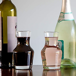 Lily's Home Individual Glass Wine Decanters, Miniature Personal Size Carafes Ideal for Dinner Parties and Wine Tastings, Makes Wonderful Gift (8.4 oz. Each, Set of 4)