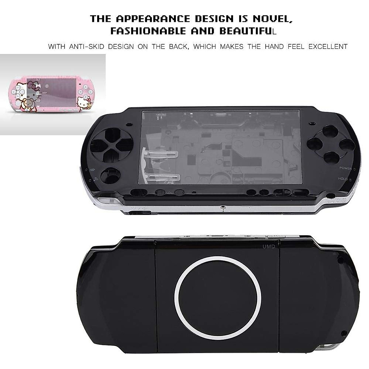 Replacement Full Housing Console Game Shell Case Cover Back Repair Parts for PSP 3000,PSP 3000 System, Shock Absorption and Anti Scratch Design Transparent