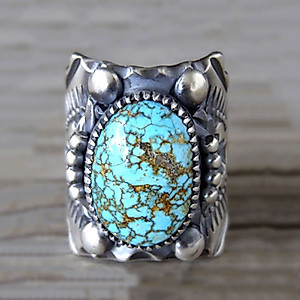 QUSIIOSLK Vintage 925 Sterling Silver Ring Oval Cut Natural Bohemia Turquoise Cut Natural Turquoise Bridal Ring Wedding Party Engagement Jewelry Size 6-10 (Size-9)