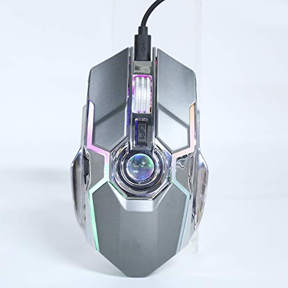Rechargeable Gaming Mouse, 2.4gHz Wireless Mouse Streamer Gaming Mouse for Computer Laptop, With RGB Colorful Streamer Atmosphere(gray)