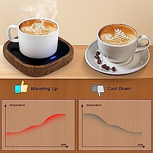 Coffee Mug Warmer Beverage Cup Warmer Gravity-Induction Auto On/Off for Desk Home Office Use for Heating Coffee, Beverage, Milk, Tea and Hot Chocolate (Wood Grain)