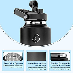 BUZIO One Gallon Vacuum Insulated Jug, Insulated Beer Growler, 18/8 Food-Grade Stainless Steel 128oz Water Bottle Comes with Two Carrying pouch Two Stainless Steel Cups Thermo Canteen Mug,Graphite