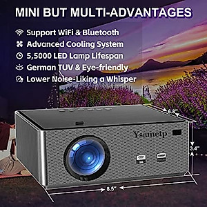 Native 1080P 5G WiFi Bluetooth Projector, 9500L Mini Projector Support 4K Android/iOS Sync Screen 280" Max Screen, Home Movie Theater Video Projector Compatible w/TV Stick HDMI USB AV TF PC Laptop