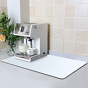 ZLR Coffee Mat - 12" x 20" Middle Absorbent Kitchen Drying Mat for Dishes - Easy to Clean Coffee Bar Mat for Countertop, Coffee Maker, Espresso Machine - Milk White