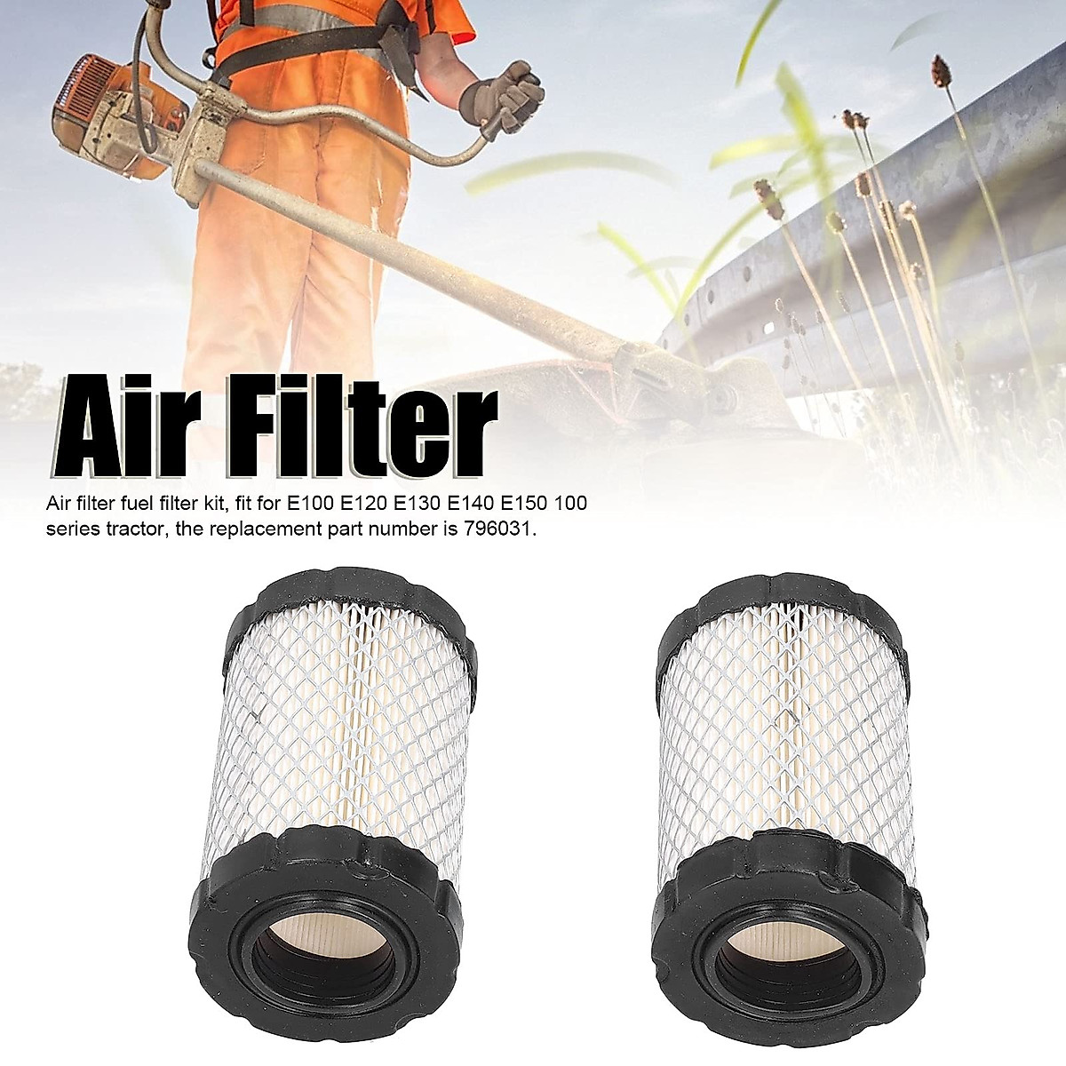 OUKENS Air Filter, Air Cleaner Cartridge, Lawn Mower Fuel Filter Set Replacement 796031 for E100 E120 E130 E140 E150 100 Series Tractor