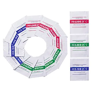 pH Meter recalibration Buffer Powders. Includes 5 Each of: pH 4.00, pH 6.86, and pH 9.18. 15 Pack Total. Each Pack Makes 250ml of Buffering Solution.