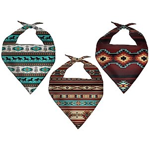 Advocator Tribal Style Dog Bandanas Set of 3pcs Scarf Kerchief Dog Bibs Washable Girl Boy Outdoor Dog Fall Bandanas Accessories for Small Medium Large Dogs Cat