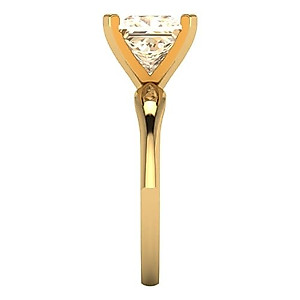 Clara Pucci 2.4ct Princess Cut Solitaire Genuine Natural Morganite Wedding Bridal Designer art deco Anniversary Ring 14k Yellow Gold