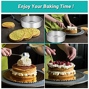 TeamFar Cake Pans, 2 PCS Stainless Steel Round 3 Inch Deep Baking Cake Pans for Wedding Birthday Party, Non-Toxic & Heavy Duty, Deep Wall & Straight Side, Dishwasher Safe