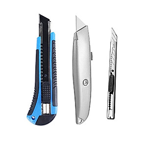 Utility Knife - Set of 3 - Brozigo Retractable Razor Knife Set - Box Cutter