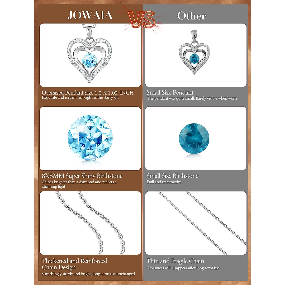 Jowaia Birthstone Necklace for Women Trendy, 925 Sterling Silver Forever Love Heart Necklace Choker, 18K White Gold Plated Simple Shiny Birthstone Jewelry Gift Necklaces for Wife Mom Girlfriend,