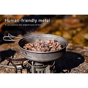 Boundless Voyage Titanium 2-Piece Pot and Pan Set 1000ml+500ml Folding Handle for Outdoor Camping Cooking Hiking Backpacking Portable Tableware Cookware