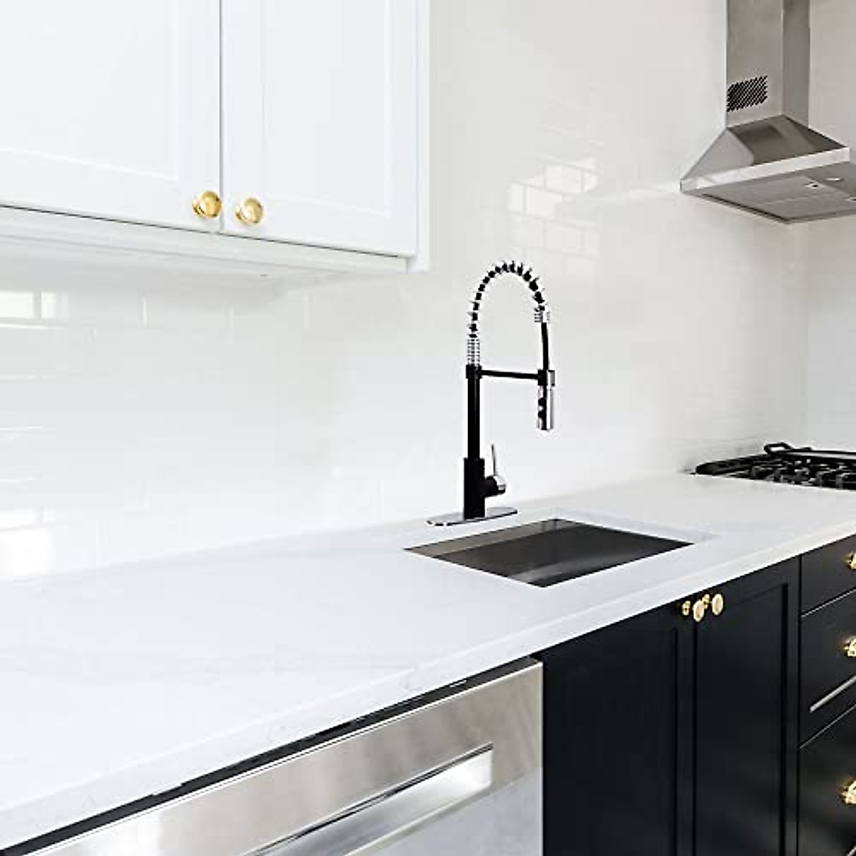 Westbrass KS18A-1220 21" Commercial Kitchen Faucet with Dual Function Open Coil Pull Down Sprayer and 1-Lever Handle, Oil Rubbed Bronze/Stainless Steel