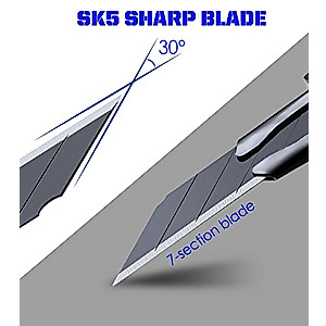 URASISTO 6 Pack Utility knife Retractable with 30 Degree Snap Off Blade Lockable Cardsharp Box Cutter Knife with Extra 20 Sharp Blades for Heavy Duty Office, Home, Arts Crafts, Hobby