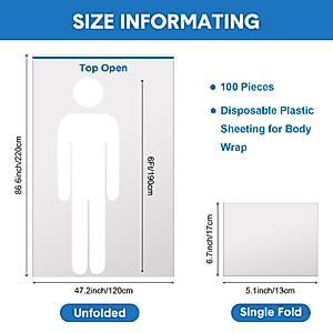 100 Pack Sauna Bag Plastic Body Wrap Disposable Sauna Blanket Liners 87 x 47 Inch Sauna Wrap Thicken Sauna Bag Infrared Sauna Blanket Applied Inside a Far Sauna Accessories for Beauty Salon Spa