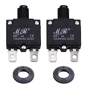 RKURCK 125/250V AC 32V DC Push Button Circuit Breaker 4 Amps, Thermal Overload Protector Switch, Manual Reset Thermal Circuit Breaker 4A