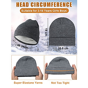 SATINIOR 4 Pieces Kids Satin Lined Beanies Winter Toddler Knit Ski Baby Beanie Hat Warm Skull Caps for 3 to 15 Child Baby Boys Girls