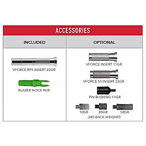 Victory Archery V-Force Sport Shafts (One Dozen), Black, 350