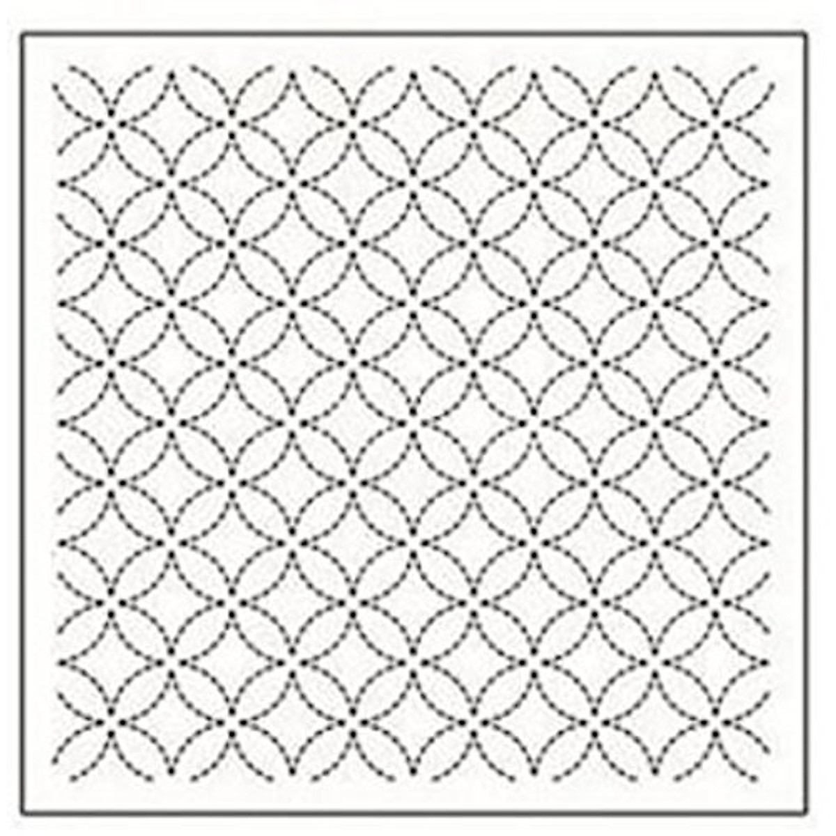 Sashiko Fabric - Pre-Printed Panel - 6 Block Traditional Design Sampler - Indigo Kona Cotton