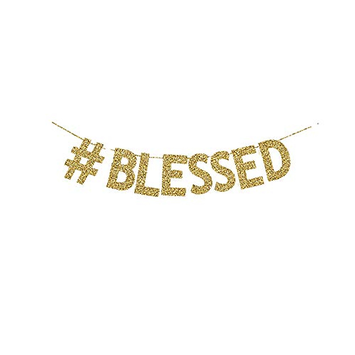 #Blessed Banner, Baby Shower, Birthday,Anniversary Party Gold Gliter Paper Sign Decorations