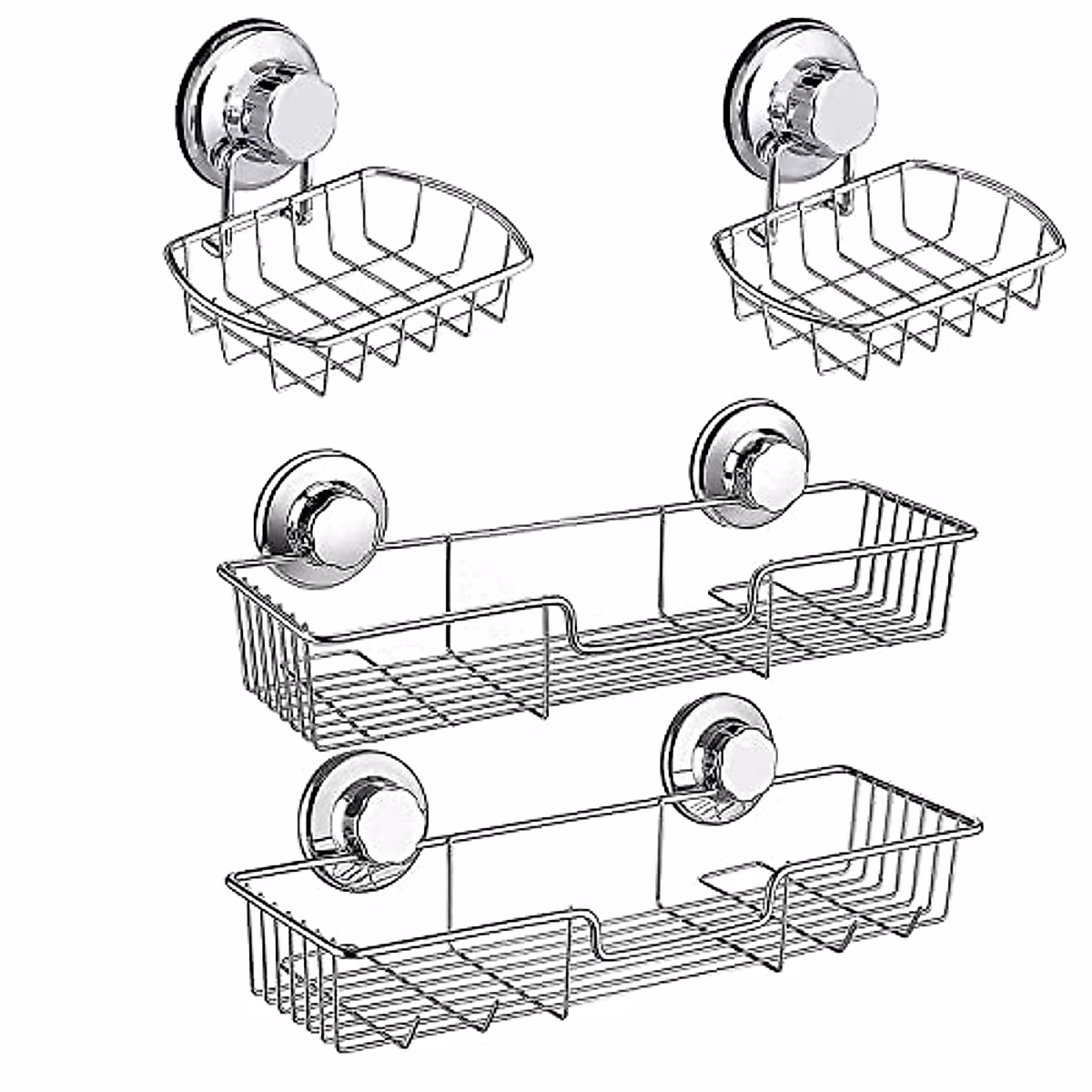 iPEGTOP 4 in1 Suction Cup Shower Caddy Bath Wall Shelf + Soap Dish Holder