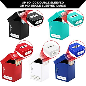 Quiver Time 100+ Standard Deck Blocks with 2 Dividers/Card Deck Box - Set of 5 MTG Deck Box - Compatible with Magic Commander, Yugioh & other TCG cards - (White, Black, Blue, Red & Green)