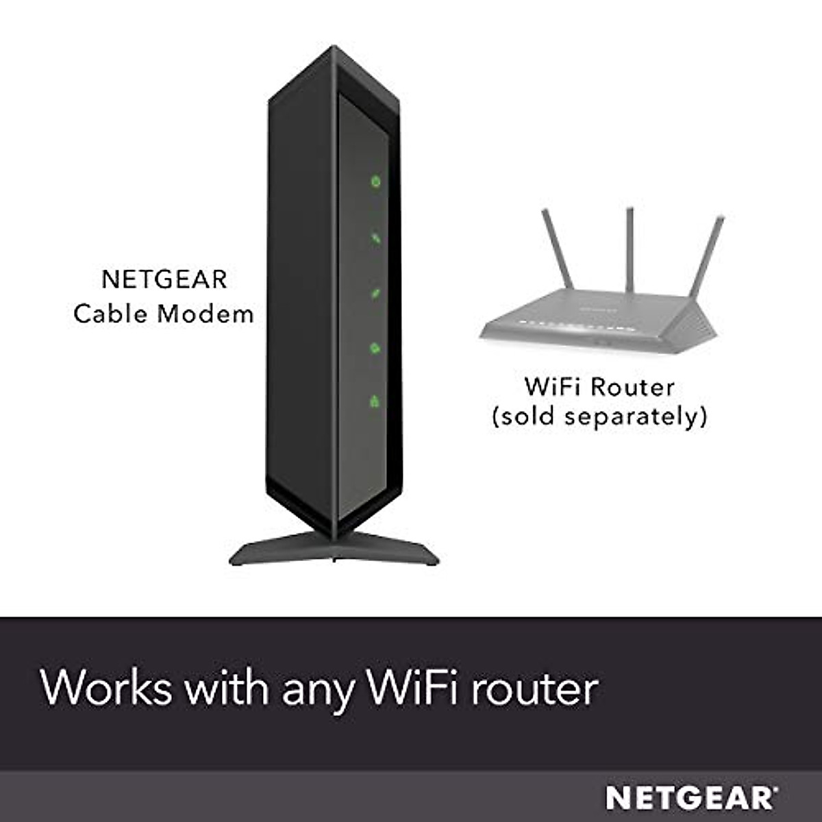 NETGEAR Cable Modem DOCSIS 3.0 (CM700-1AZNAS) Compatible with All Major Cable Providers Including Xfinity, Spectrum, Cox, For Cable Plans Up to 800 Mbps