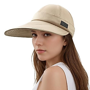 Sukeen Cooling Visor Cap for Women&Men, 2 in 1 Zip-Off Sun Hat with UV Protection for Outdoor Sports Golf Travel Tennis Beach Beige