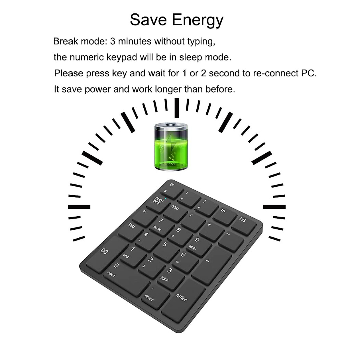 Wireless Number Pads, Numeric Keypad Numpad 26 Keys Portable 2.4 GHz Financial Accounting Number Keyboard Extensions 10 Key USB Keypad, PC, Desktop, Small Keyboard, Notebook (Black)
