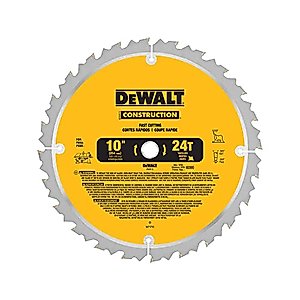 DEWALT 10-Inch Miter / Table Saw Blade, ATB, Thin Kerf, 5/8-Inch Arbor, 24-Tooth (DW3112)