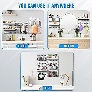 BeyondNovelties Pegboard Wall Organizer, Peg Board set Containing Pegboard x4 and 16 Accessories, Peg Boards for Walls, Office Wall Organizer, Keys Holder on Wall, Office Storage, 22"x22"