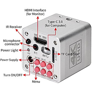 HAYEAR 1/1.8 inch IMX334 Sensor 4K Camera 41MP Industrial HDMI Camera USB Type C Digital Microscope Camera 1/125 High Speed Exposure Time for Mother Board PCB Repair