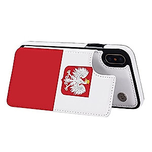 Flag of Poland with Eagle Wallet Phone Cases Fashion Leather Design Protective Shell Shockproof Cover Compatible with iPhone X/XS