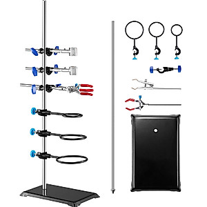 VEVOR Laboratory Grade Metalware Set - Support Stand Premium Iron Material Laboratory Stand Support Lab Clamp Flask Clamp Condenser Stand 60cm