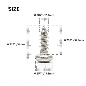 Qjaiune 100Pcs #2 x 1/4" Pan Head Sheet Metal Screws, 18-8 Stainless Steel Screws Full Thread Phillips Screws, Self-Tapping Screws for Wood Drywall Plastic