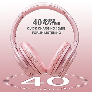 2 Items,1 Rose Zihnic Active Noise Cancelling Headphones Bundle with 1 Black Zihnic Bluetooth Wireless Headset