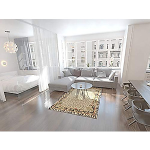 Unique Loom Wildlife Collection Animal Inspired with Cheetah Bordered Design Area Rug, 5 ft x 8 ft, Ivory/Black