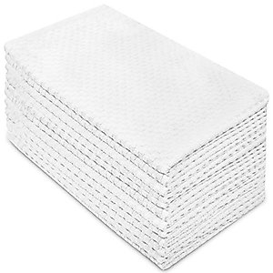 COTTON CRAFT Euro Café Set of 12 Waffle Weave Pure Cotton Super Absorbent Multipurpose Kitchen Towels, Dishcloths, Tea Towels White